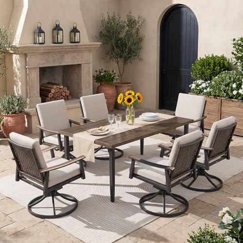 Amazon.com: NATURAL EXPRESSIONS 7 Piece Patio Dining Set for 6 Outdoor ...