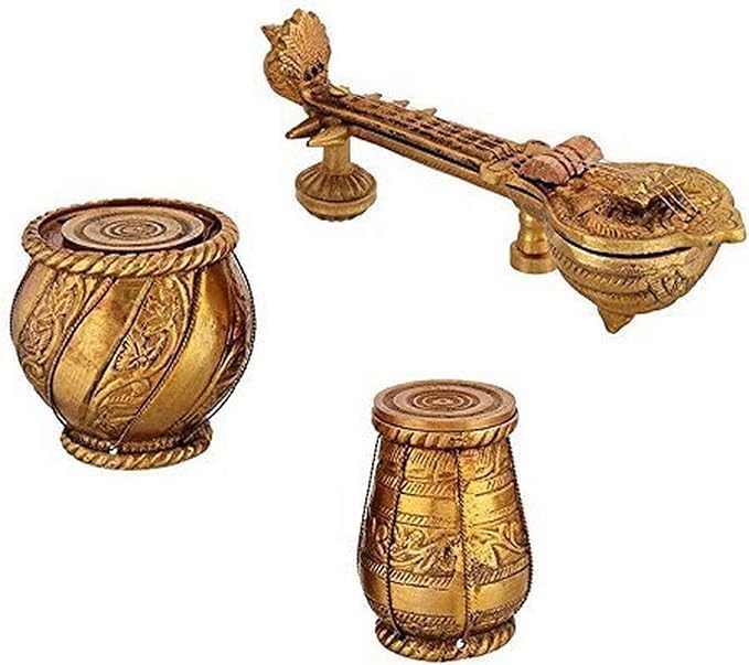 FASHERATI Brass Tabla Set Showpiece Decorative Sitar, and Tabla Dugi ...