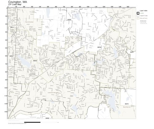 Amazon.com : ZIP Code Wall Map of Covington, WA ZIP Code Map Laminated ...