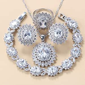 Amazon.com: 925 Silver Fashion Jewelry Sets Womens Sccessories Black ...