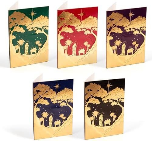 Amazon.com : Better Office Products 50 Pack Christmas Cards with Gold ...