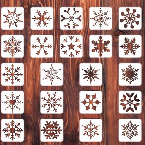Qpout 22 PCS Large Snowflake Stencils, 7.8x7.8 inch Christmas Snowflake ...