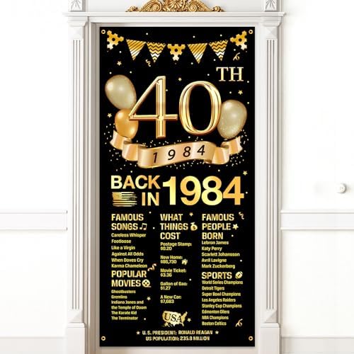 Amazon.com: HTDZZI 40th Birthday Door Banner, Happy 40th Birthday ...