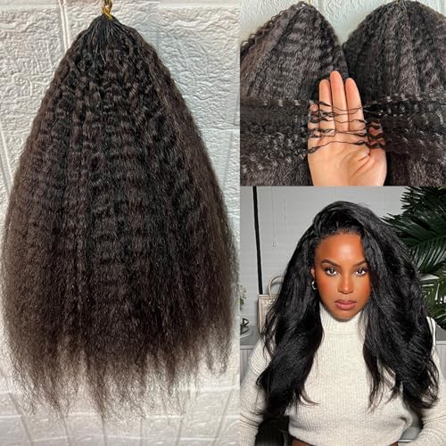 Amazon.com : Kinky Straight Feather Crochet Human Hair Extension Yaki ...