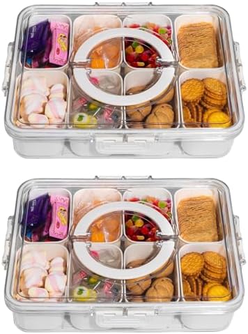 Amazon.com: HNXAZG 2 Pcs Snackle Box Charcuterie Container, Divided ...