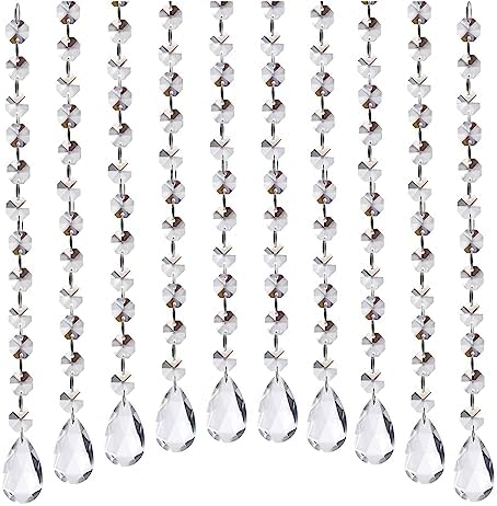 Amazon.com: WAZHRMGHG 33FT Clear Acrylic Hanging Crystal Beads Strings ...