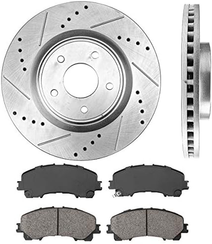 Amazon.com: ACB ZONE Ceramic Brake Pads and Rotors Kit Rear Drilled Slotted Vented Rotors ...
