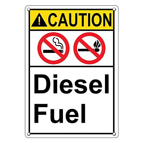 Amazon.com: Weatherproof Plastic Vertical ANSI Caution Diesel Fuel Sign ...