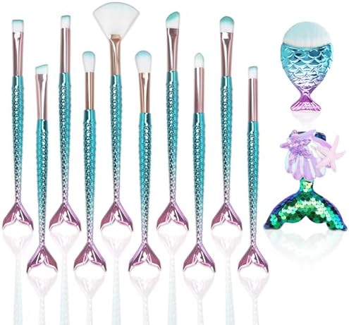 Amazon.com: 12PCS Makeup Brushes Set with Mermaid Beauty Hair Clip ...
