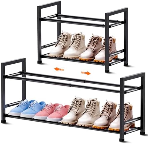 Amazon.com: Bumusty 2-Tier Expandable Shoe Rack for Closet, 18“-33 ...