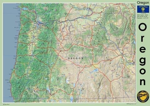 Oregon State Poster Map - 23.3 x 16.5 inches – Paper Laminated: Buy ...