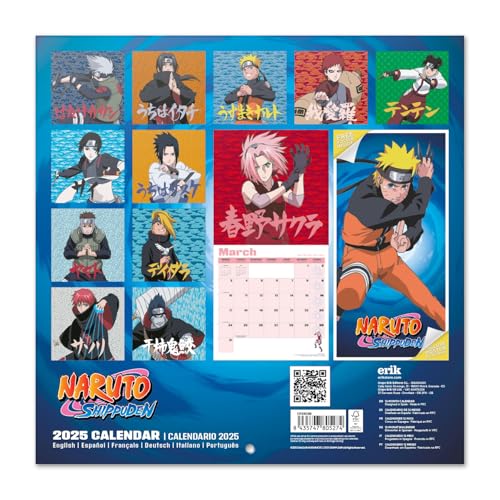 Grupo Erik Wall Calendar 2025 – Naruto Shippuden | 12″ x 12″ Square ...