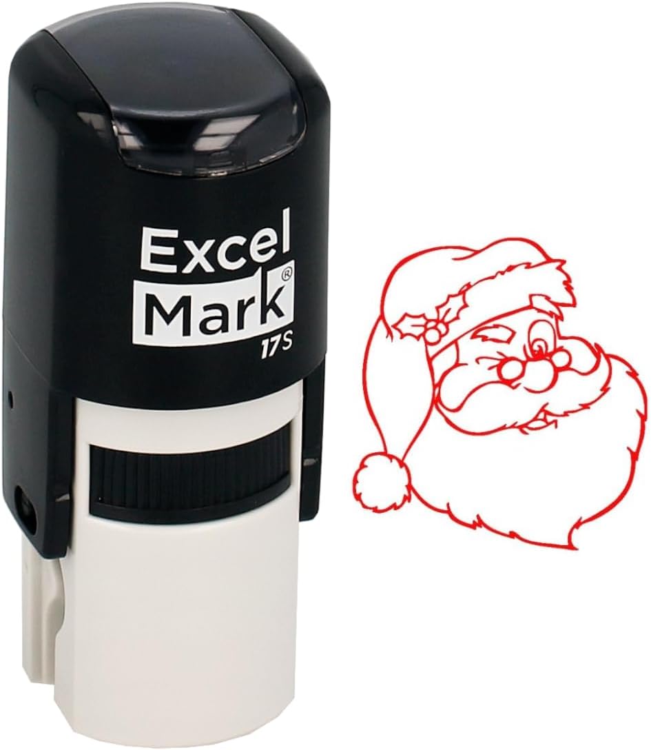 Amazon.com: ExcelMark Self-Inking Christmas Rubber Stamp - Santa - Red ...