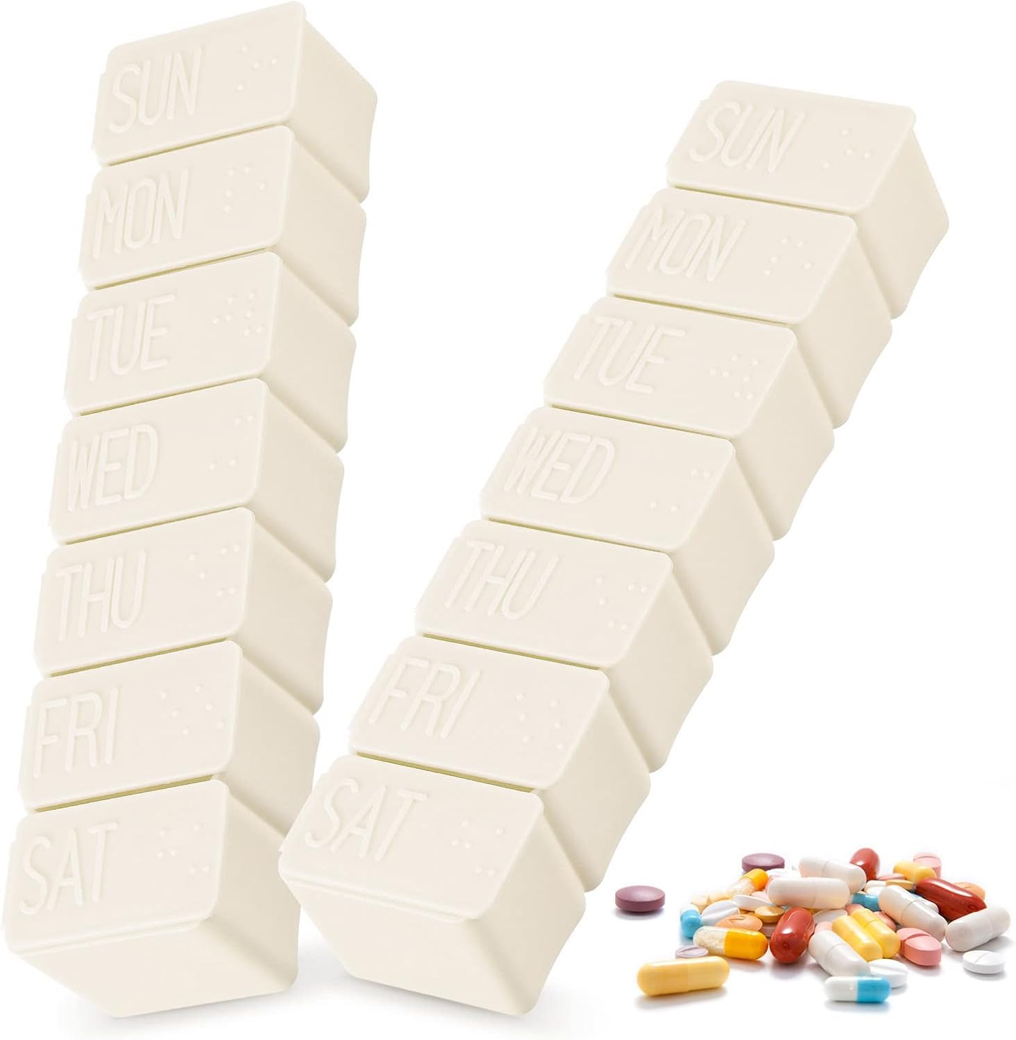 2 PCS Pill Organiser ,7 Day Pill Boxes Weekly Pill Box Reminder ...