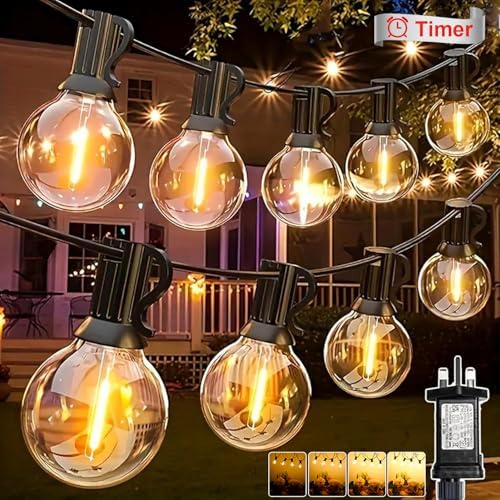 Festoon Lights Outdoor, Dimmable LED Garden String Lights Mains Powered ...