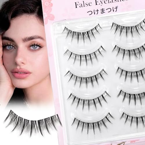 Amazon.com: MSQ False Eyelashes 12mm Faux 3D Mink Lashes 5 Pairs ...