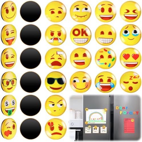 AUAUY 30PCS Magnetic Emojis, 3D Glass Emoji Fridge Magnets, Emoji ...