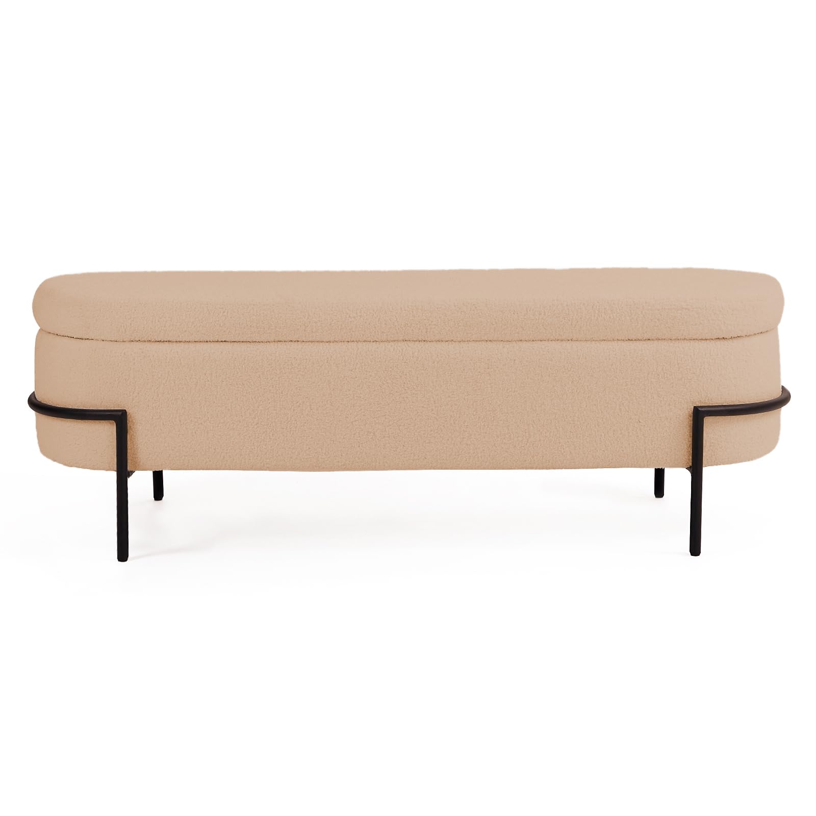 Amazon.com: Beige Storage Ottoman Bench with Metal Stand, Upholstered ...