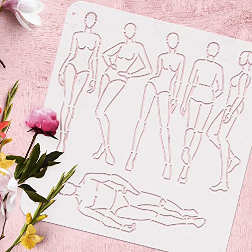FINGERINSPIRE Human Body Croquis Painting Stencil 30x30cm Reusable ...