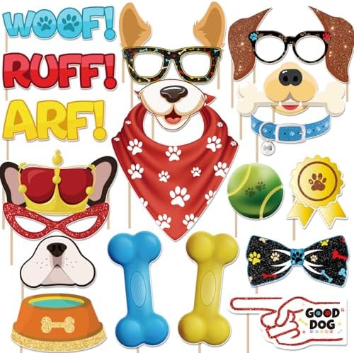 Amazon.com: Dog Themed Birthday Party Decorations Photo Booth Props ...