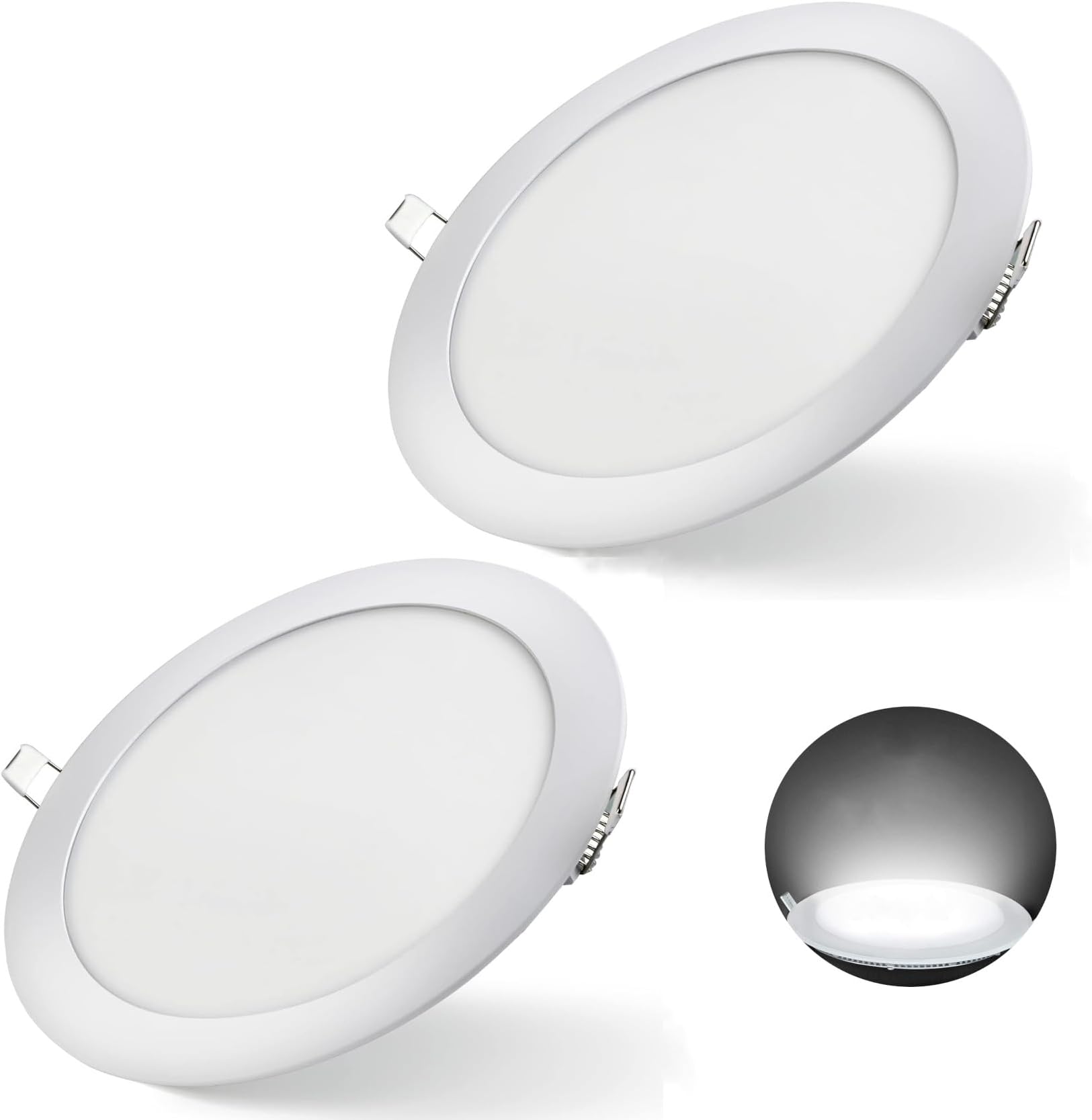 Zellux 2 Pack LED 24W Round Recessed Ceiling Panel Light, Size 8 inch ...