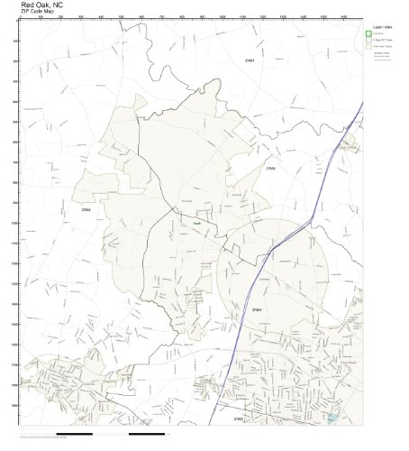 ZIP Code Wall Map of Red Oak, NC ZIP Code Map Not Laminated: Amazon.com ...