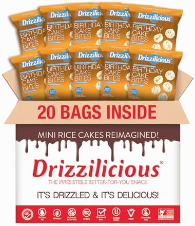 Amazon.com: Drizzilicious Mini Flavored Rice Cakes Birthday Cake - Rice ...