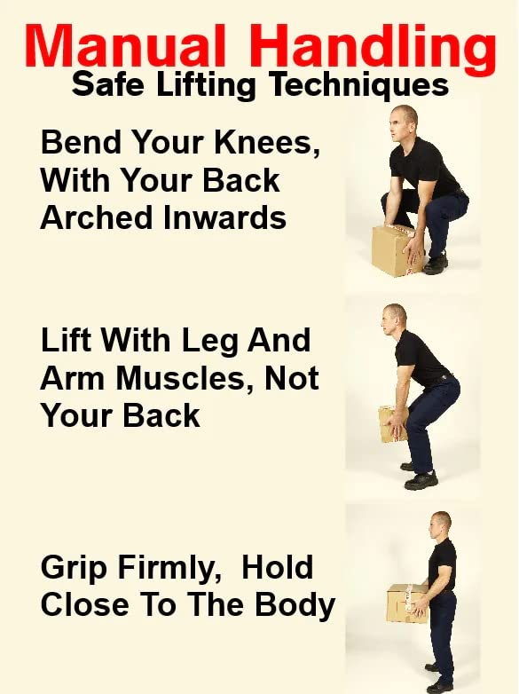 Manual handling Safe Lifting Techniques Sign Sticker, Waterproof ...