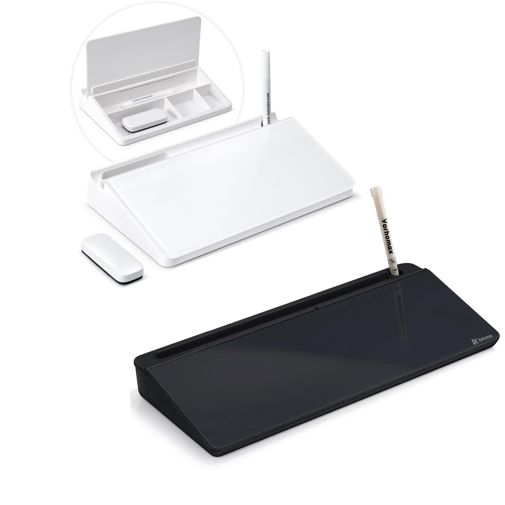 Amazon.com : Varhomax Bundle Dry Erase Desktop Glass Whiteboard Black ...