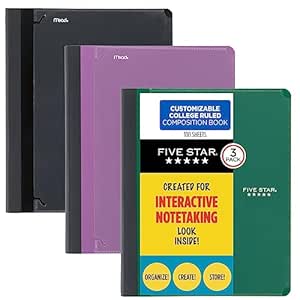Five Star Interactive Notetaking Composition Books, 1 Subject, College ...