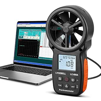Pro Handheld Anemometer CFM Meter with Data Sync to PC, Digital HVAC ...