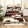 Amazon.com: Erosebridal Cowhide Duvet Cover Western Bedding Sets King,Brown Highland Cow Print ...