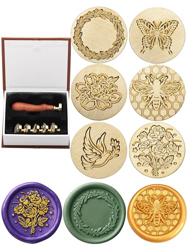 Snapklik.com : Yoption Wax Seal Stamp Gift Box Kit, 6 Pieces Flowers ...
