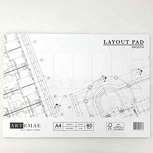 Daler-Rowney Graphic Series 45gsm A4 Layout Paper Pad Glued 1 Side, 80 ...