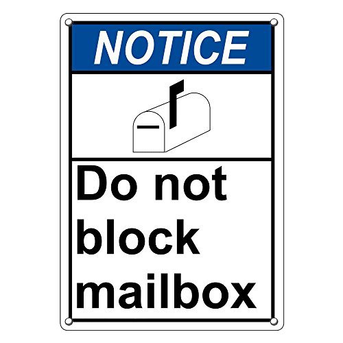 Weatherproof Plastic Vertical ANSI Notice Do Not Block Mailbox Sign ...