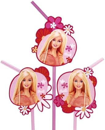 Amazon.com: Barbie Flowers Disposable Straws (Pack of 10) (One Size ...
