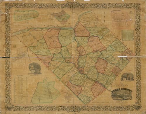 1854 Map of Berks County, Pennsylvania : from surveys - Size: 18x24 ...