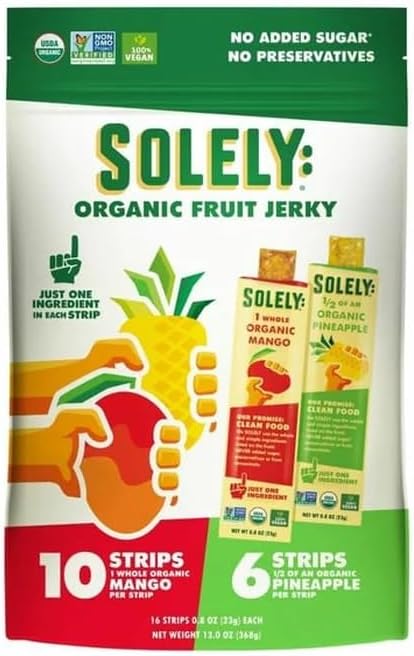 Amazon.com: Solely - Organic Mango Fruit Jerky - 12 Individually ...