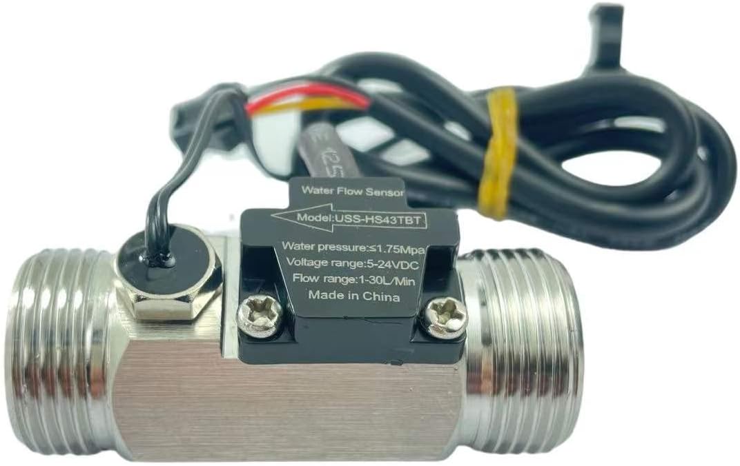 Durchfluss-Sensor Temperatursensor Hall-Effekt-Wasserdurchflusssensor aus Edelstahl 304 G3/4 1 ...