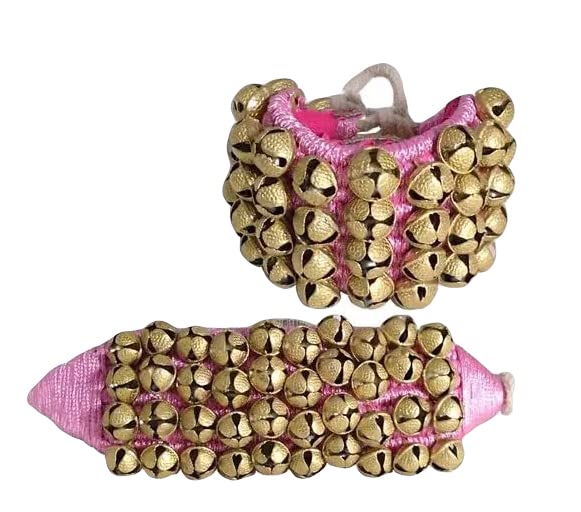 PRANCHI ARTWARE Ghungroo Anklets Set 4 Line Pink Padded Kathak Dancing ...