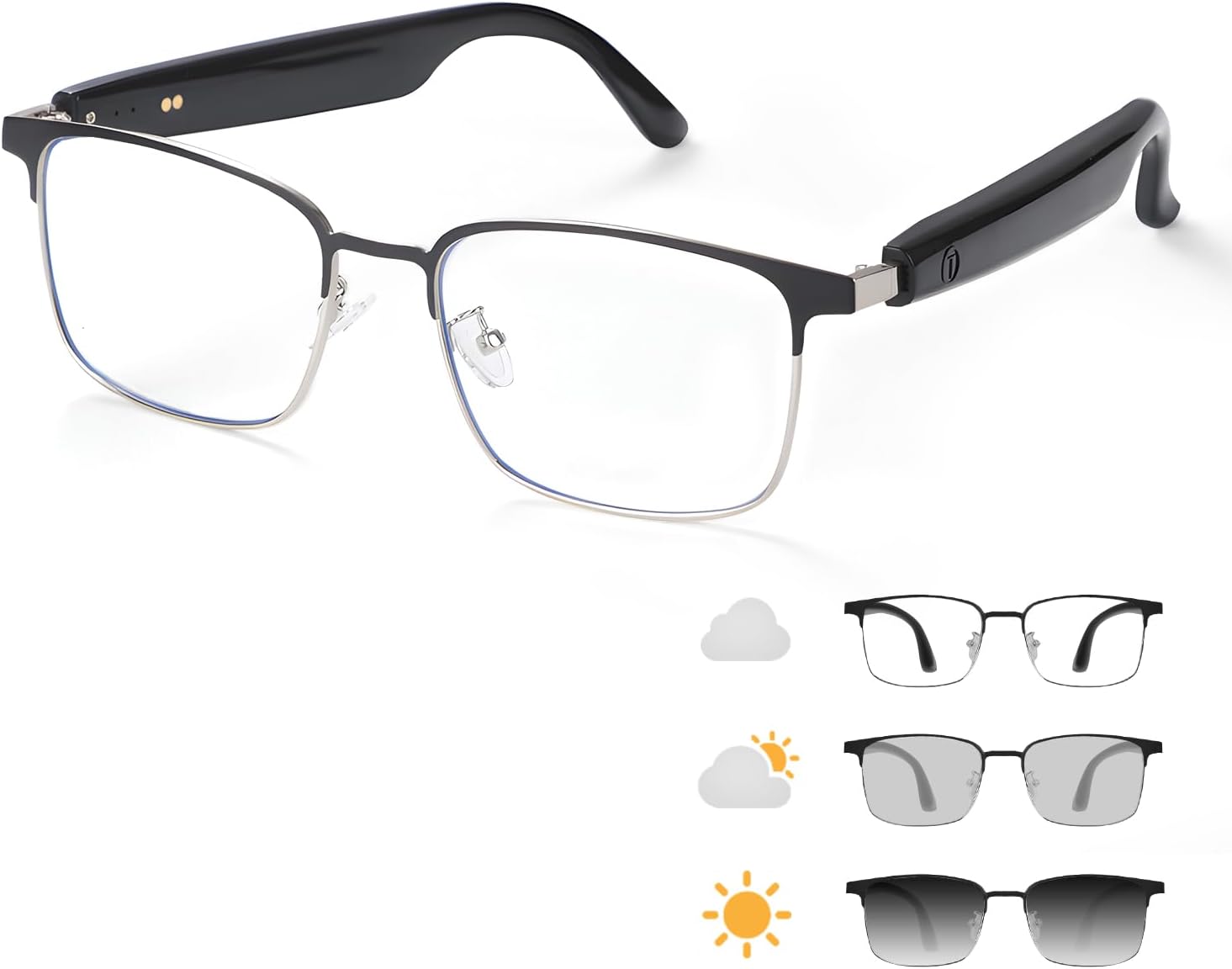 Amazon.com: Tulbeys Smart Glasses with Open Ear, Photochromic Lenses ...