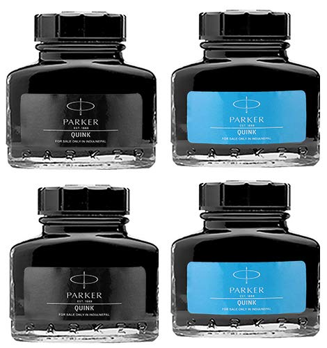 Parker Quink Ink Bottle 2 Blue + 2 Black : Amazon.in: Office Products