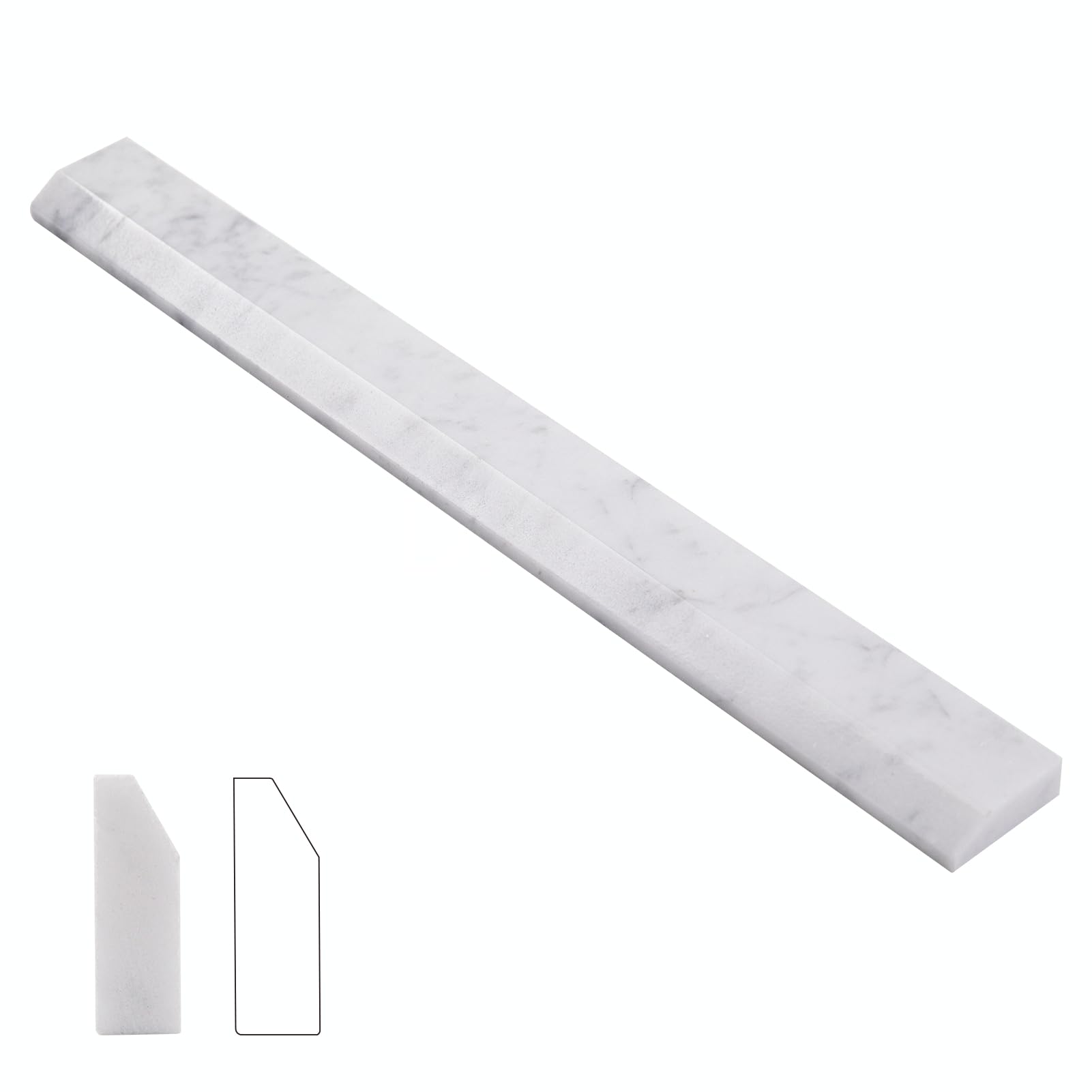 Diflart Carrara White Marble Pencil Trim Liner 3/8 x 12 Bullnose Tile ...