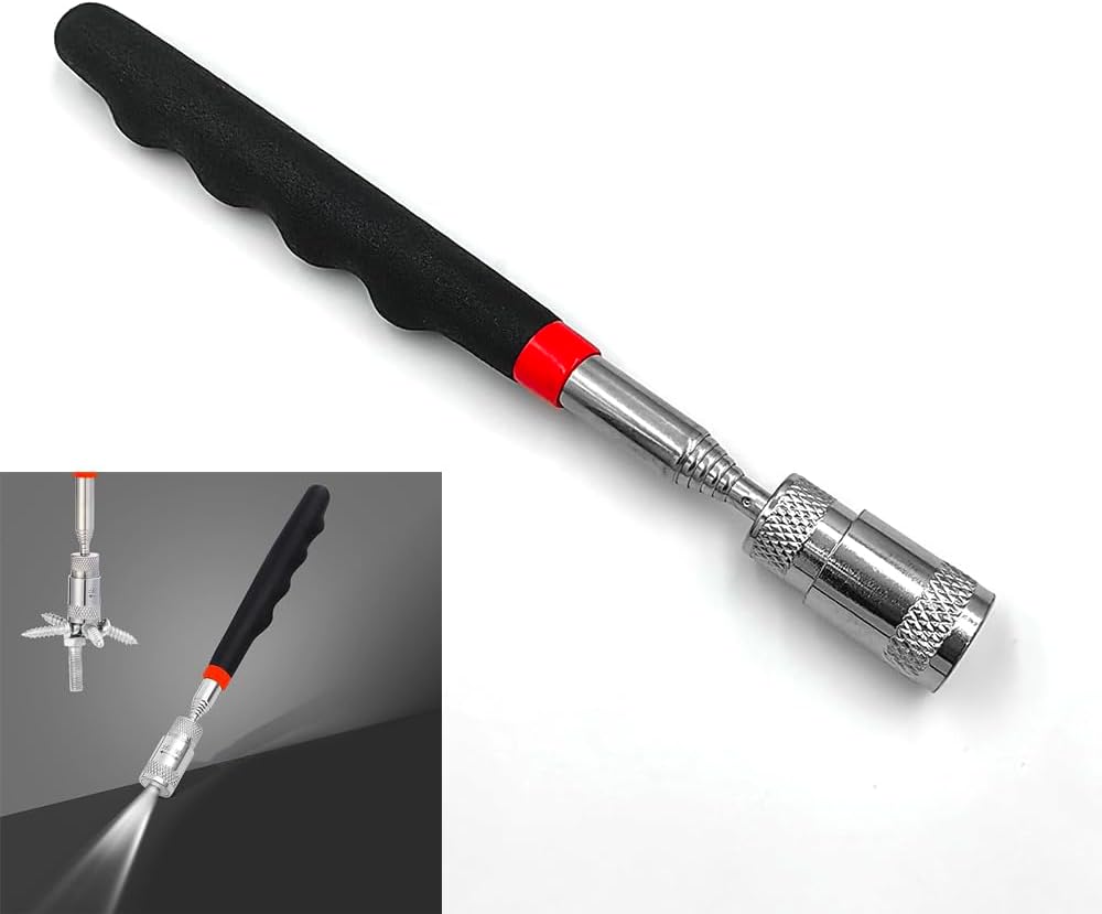 Telescoping Magnetic Flashlight Pickup Tool with LED Light, Magnet ...