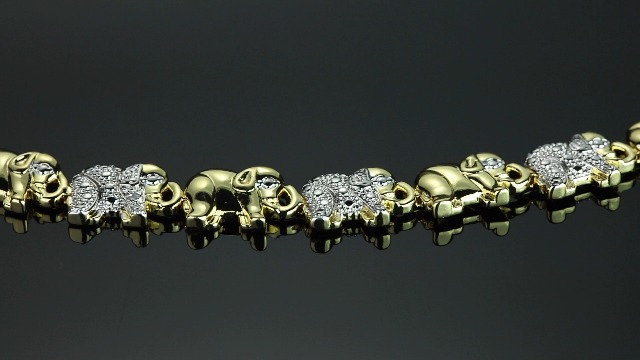 Watch 18K Gold Plated Genuine Diamond Accent Elephant Bracelet on ...