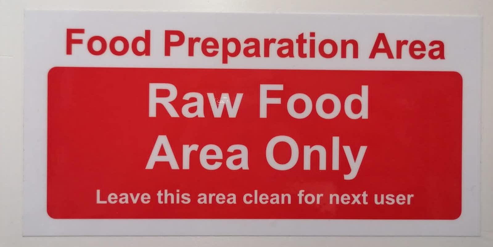 Food preparation area raw meat only sign - Self adhesive sticker 200mm ...
