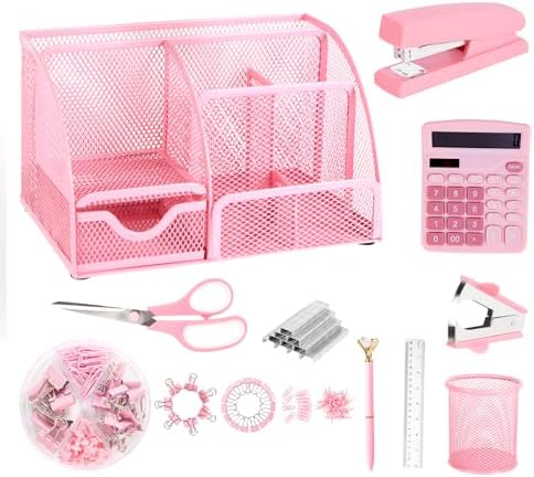 Amazon.com: yuun Pink Desk Organizers and Accessories, Office Supplies ...