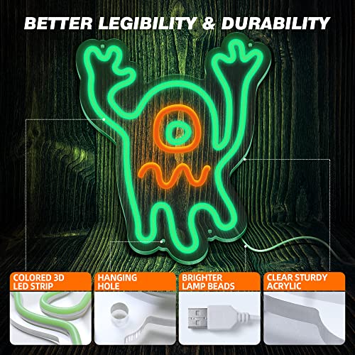 Eufrozy Dimmable Ghost Neon Sign, LED Haunted House Ghost Neon Light ...