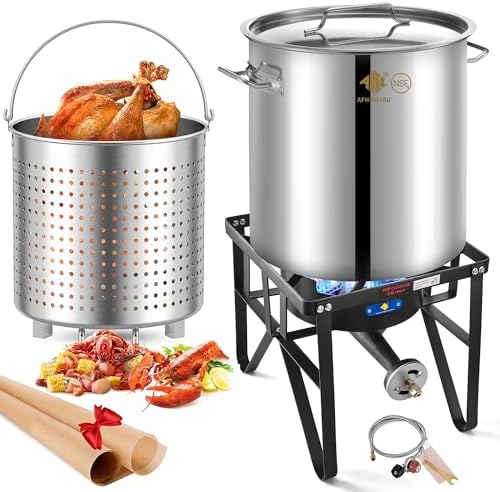 Amazon.com: ARC 64QT Stainless Steel Seafood Boil Pot with 200,000BTU ...