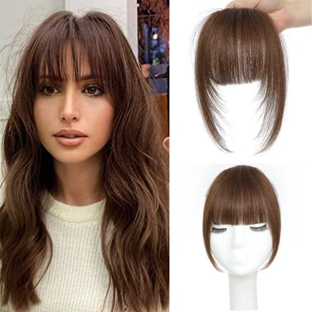 Slzhds Fleco Postizo Cabello Natural, Flequillo de Cabello Humano con ...